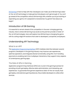 DB Gaming _ Your Go-To Solution for Cutting-Edge API Technology.docx