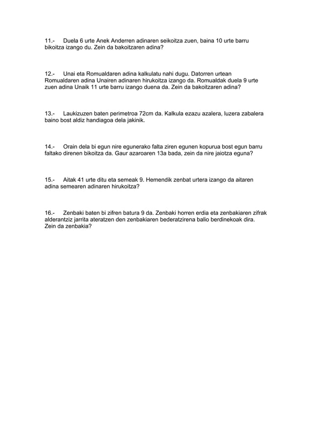 Dbh3 Ekuazio problemak | DOC