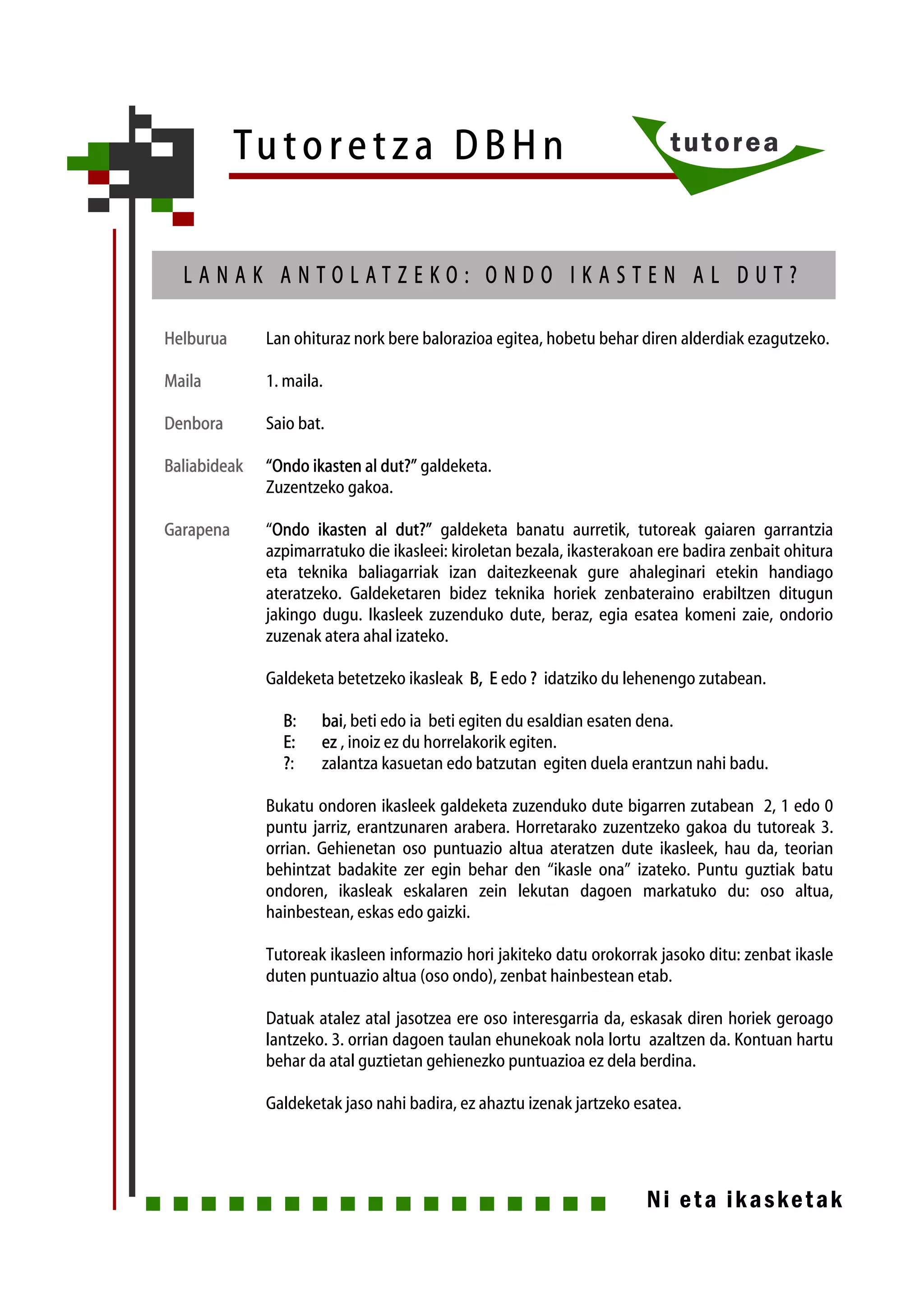 DBH 3 "Ondo ikasten al dut?" | PDF