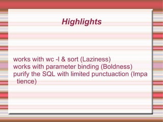 perl usage at database applications | ODP | Databases | Computer Software and Applications