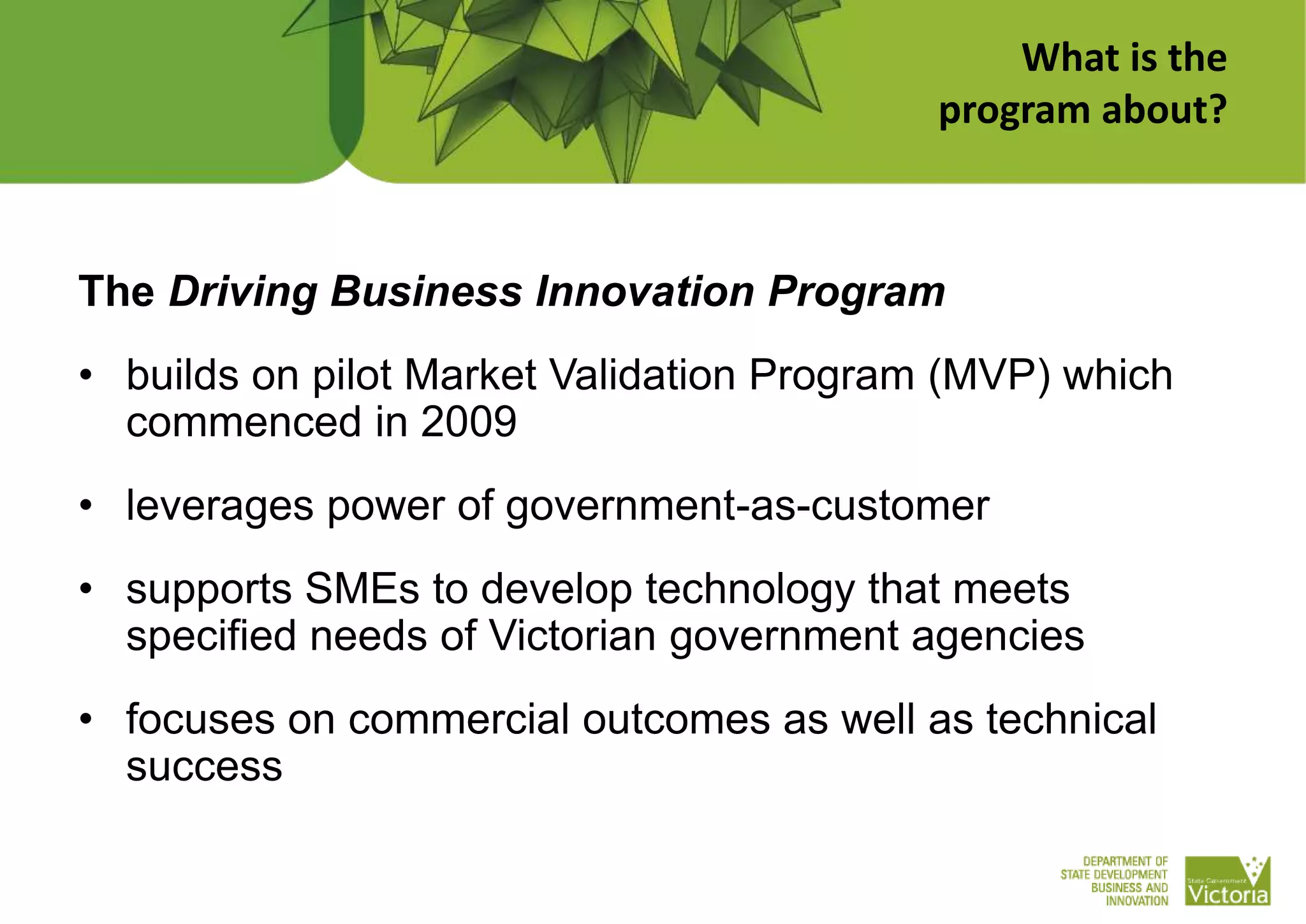 Driving Business Innovation - Call for Proposals for Round 2 | PPT