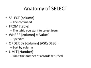 CVJ531: Intro to MySQL | PPTX