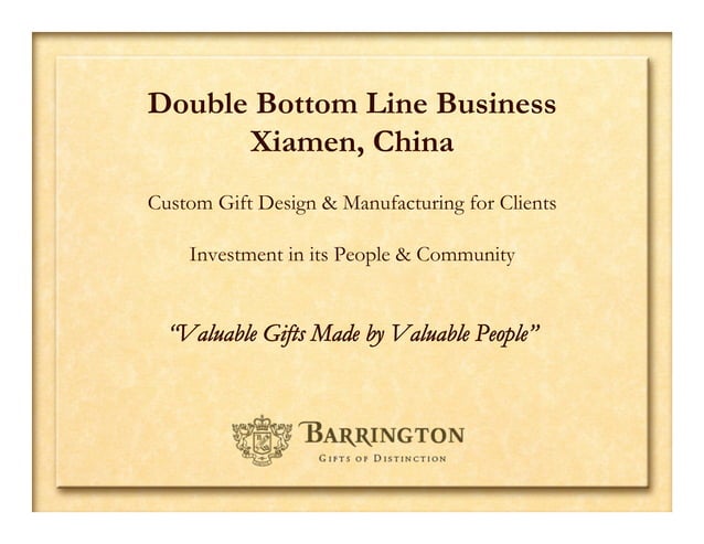 Barrington's Double Bottom Line Business | PPT