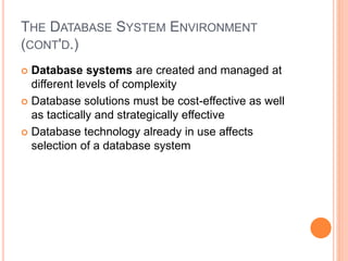 DATABASE INTRODUCTION | PPT