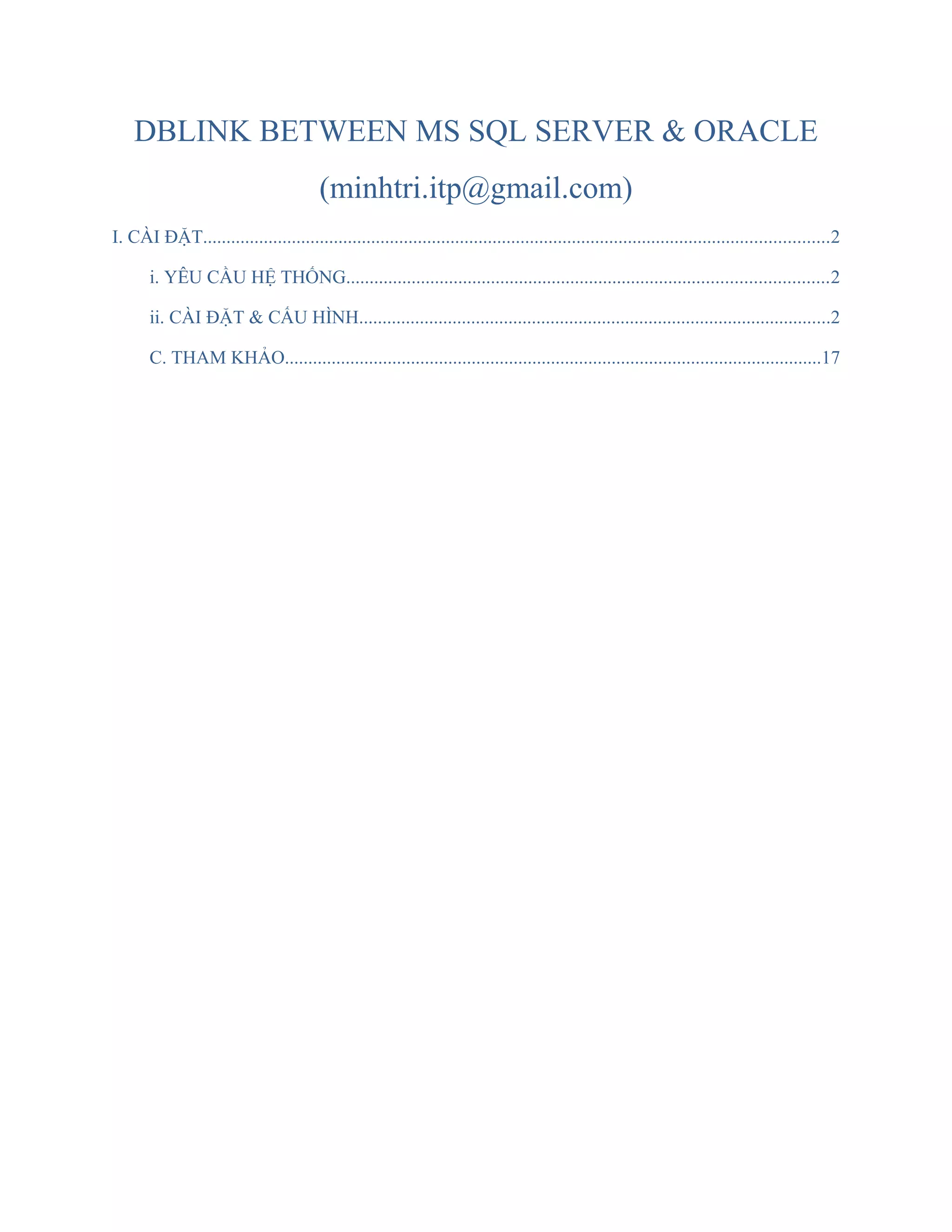 DBLINK BETWEEN MS SQL SERVER & ORACLE | PDF