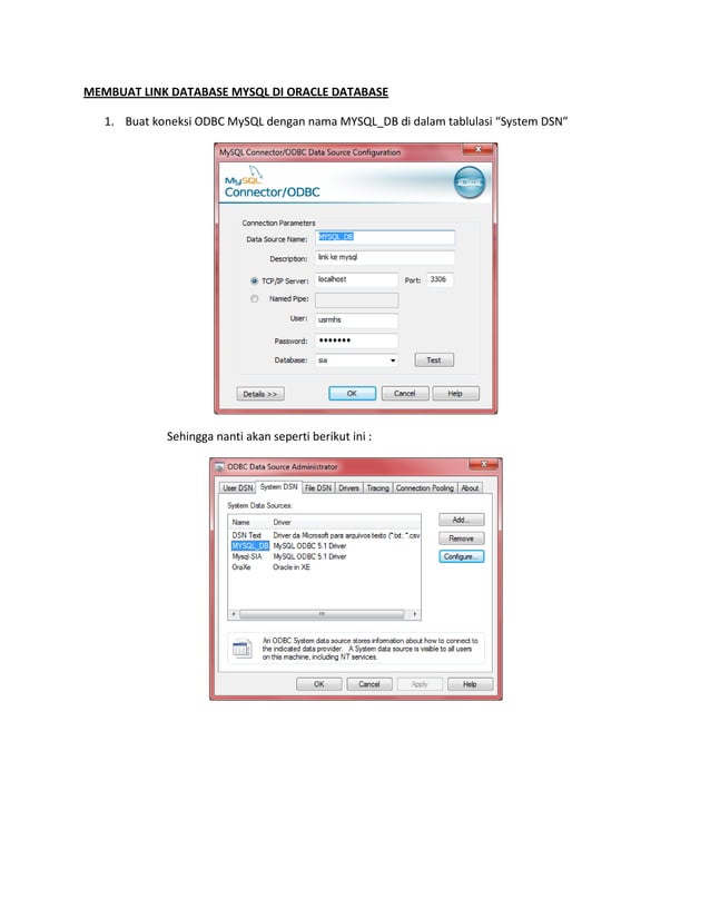 Db link my sql-oracle | PDF
