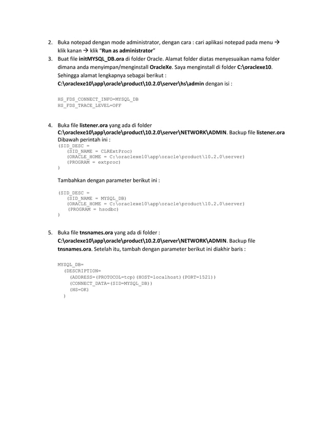 Db link my sql-oracle | PDF