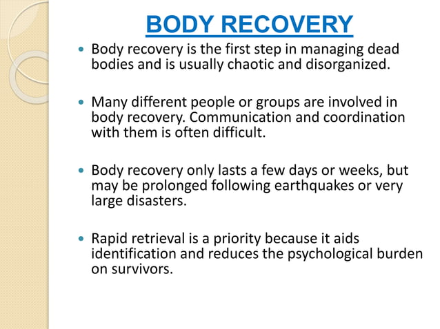 Dead Body Management for emergencys .pptx | First Aid | Injuries