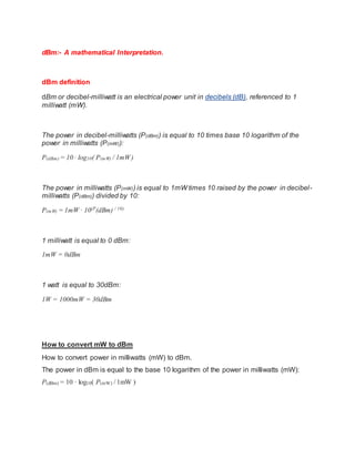 dBm : a mathematical interpretation | DOCX