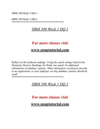 DBM 380 Education Organization / snaptutorial.com