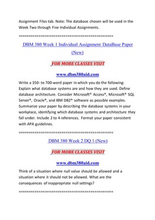 DBM 380 AID Introduction Education--dbm380aid.com