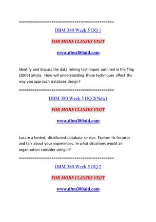 DBM 380 AID Education for Service--dbm380aid.com