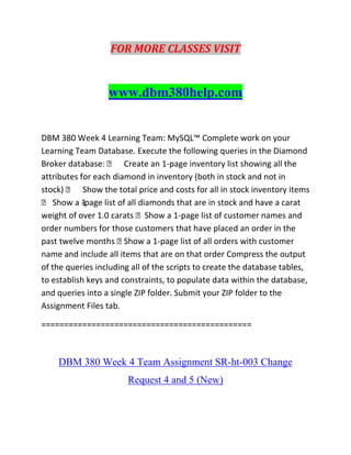 DBM 380 HELP Lessons in Excellence--dbm380help.com