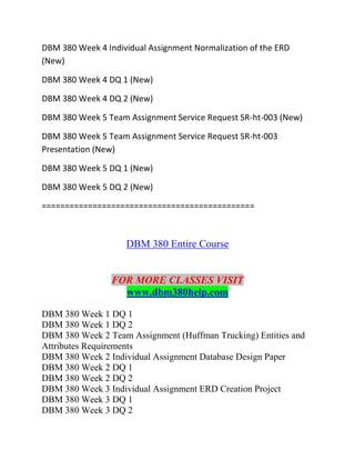 DBM 380 HELP Lessons in Excellence--dbm380help.com
