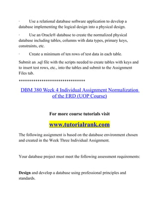 Dbm 380 (new) Inspiring Innovation--tutorialrank.com