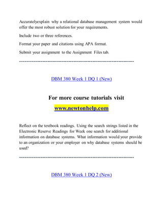 Dbm 380 new Education is Power/newtonhelp.com