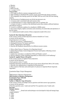 Dbm iibm case study solutions & multiple answers 1 | DOCX