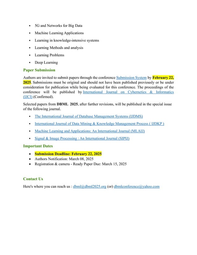 3rd International Conference on Data Mining, Big Data and Machine ...