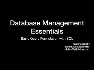 Database Management Essentials: Module 4 Basic Query Formulation with ...