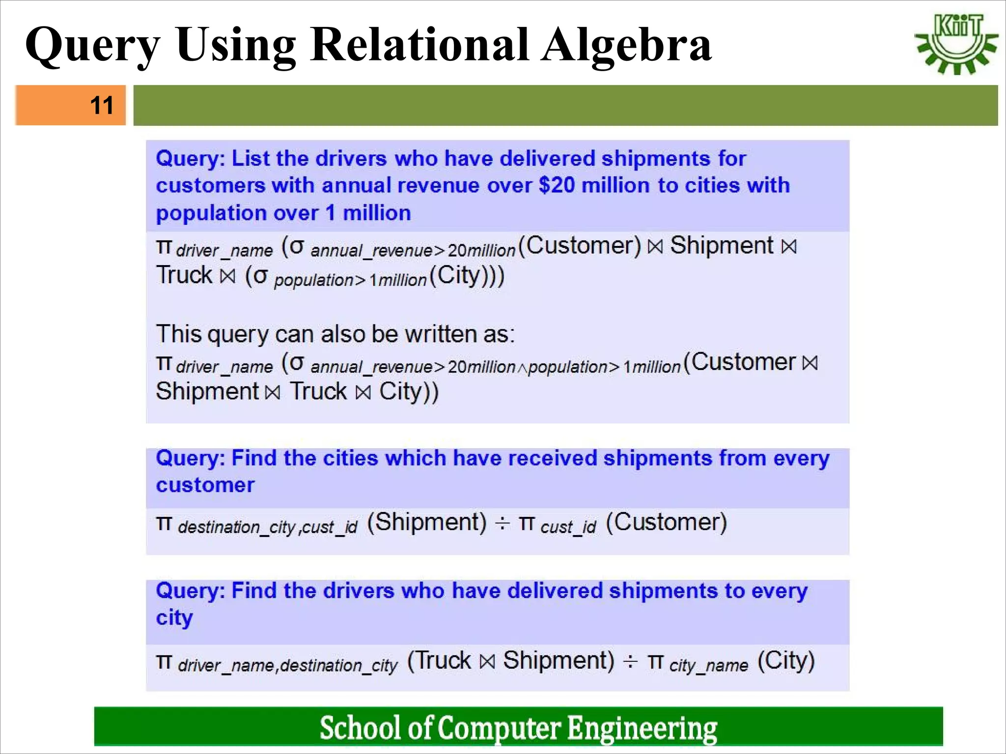 Dbms 13: Query Using Relational Algebra | PDF | Databases | Computer Software and Applications