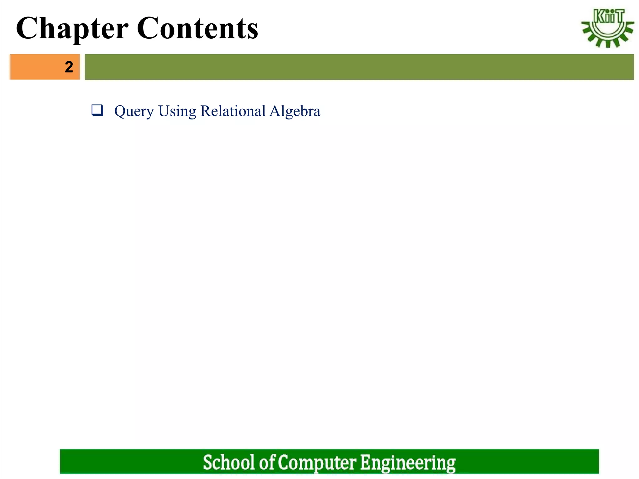 Dbms 13: Query Using Relational Algebra | PDF | Databases | Computer Software and Applications