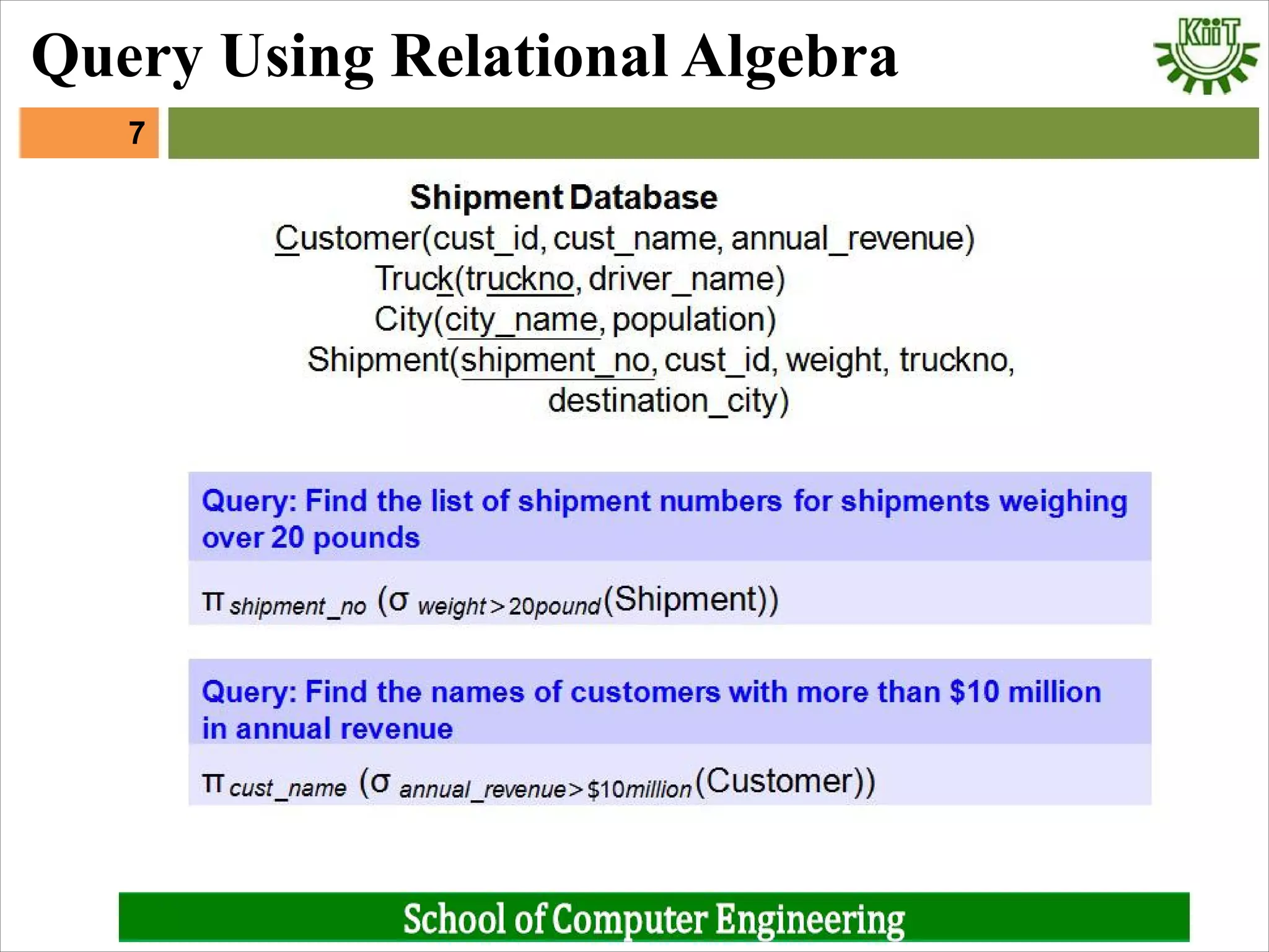 Dbms 13 Query Using Relational Algebra Ppt