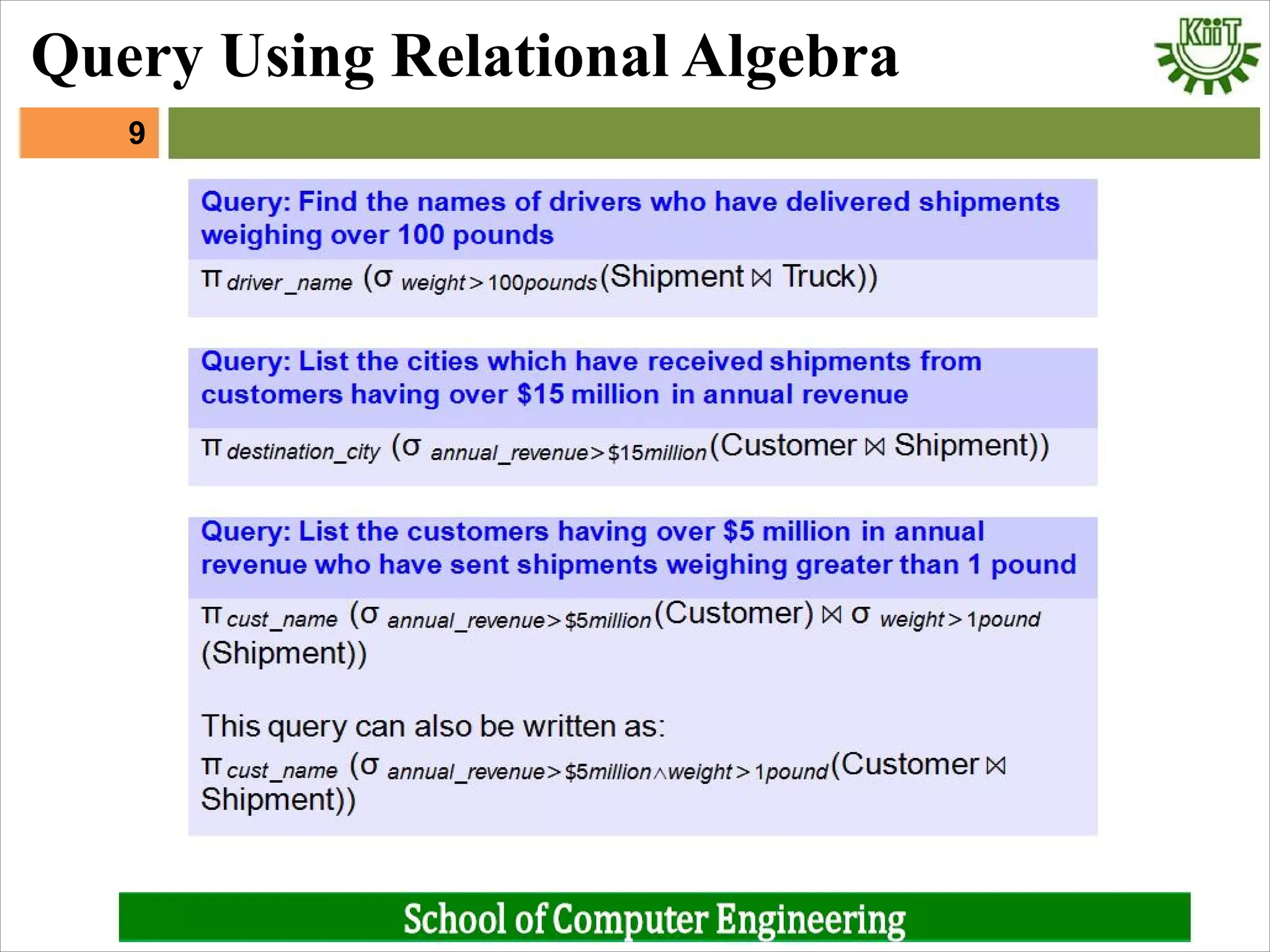 Dbms 13: Query Using Relational Algebra | PDF | Databases | Computer Software and Applications