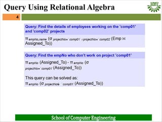 Dbms 13: Query Using Relational Algebra | PDF | Databases | Computer Software and Applications