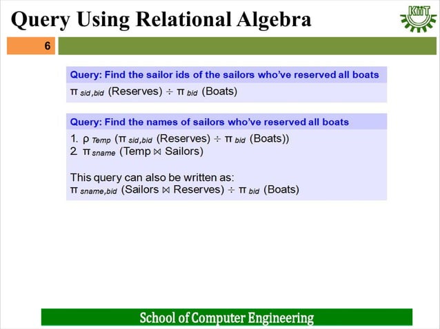 Dbms 13: Query Using Relational Algebra | PDF
