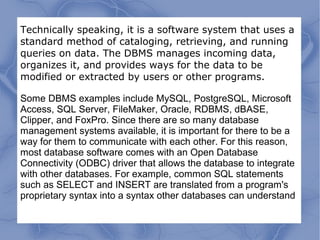 Dbms | ODP | Databases | Computer Software and Applications