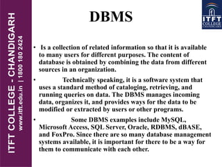 ITFT- Dbms | PDF | Databases | Computer Software and Applications