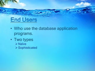 Users of Database Systems and Components of Database Environment | PPT