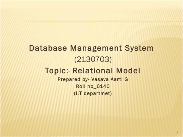 Dbms relational model | PPT | Databases | Computer Software and ...