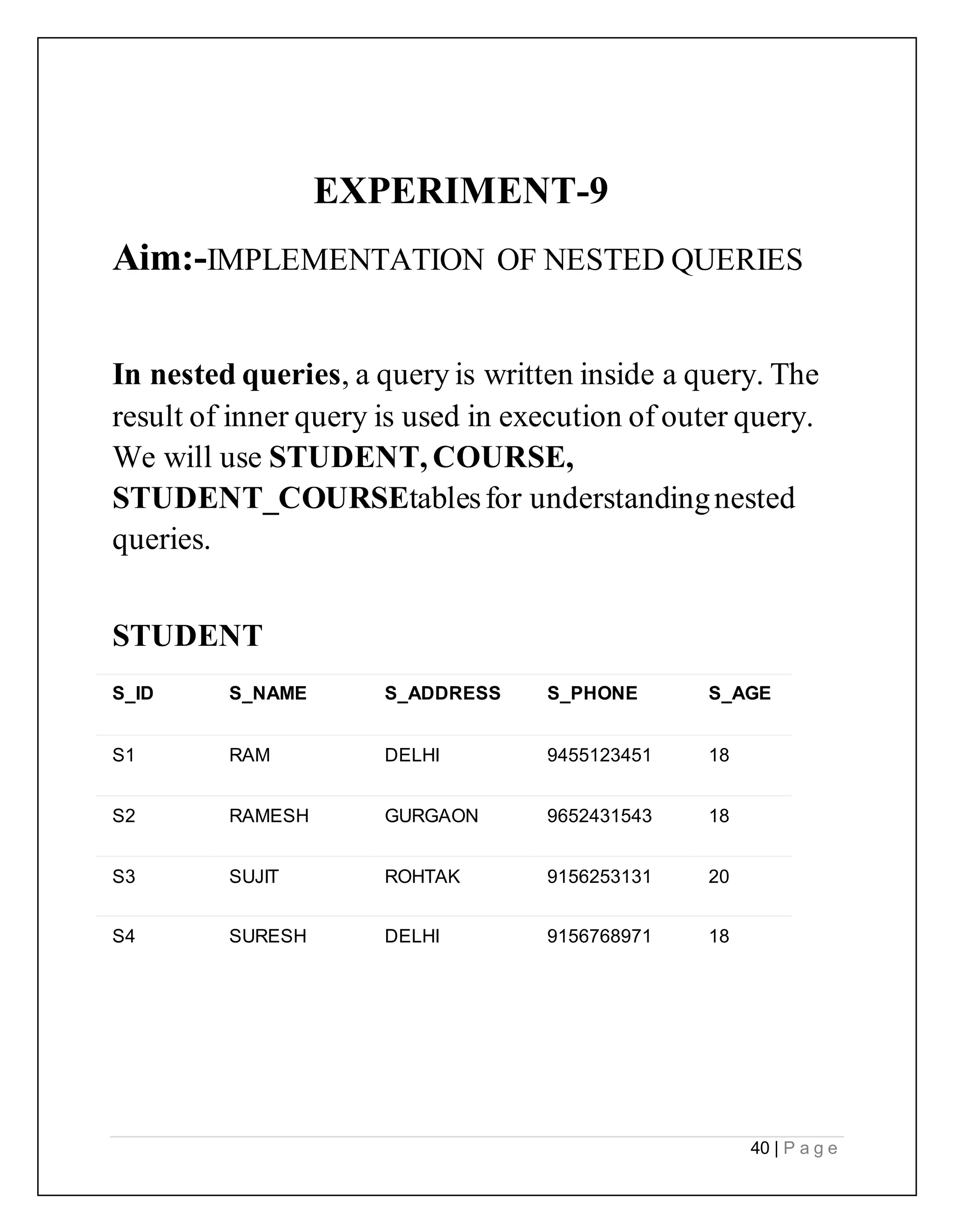 Database Management System Lab File Pdf