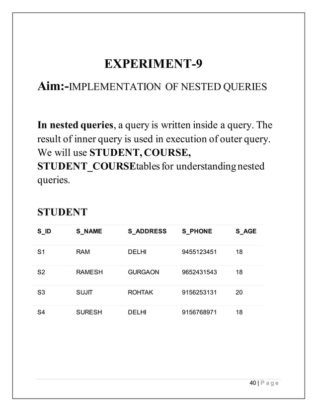 Database Management System Lab File Docx Databases Computer Software And Applications