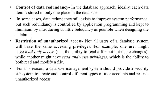 Characteristics and Advantages of Database Management System | PDF ...