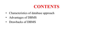 Characteristics and Advantages of Database Management System | PDF | Databases | Computer ...