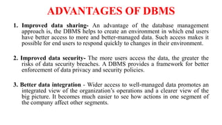 Characteristics and Advantages of Database Management System | PDF