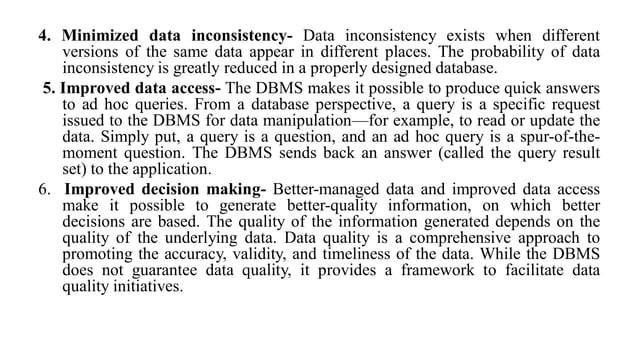 Characteristics and Advantages of Database Management System | PDF | Databases | Computer ...