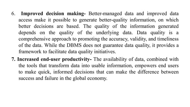 Characteristics and Advantages of Database Management System | PDF | Databases | Computer ...