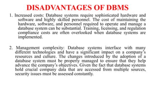 Characteristics and Advantages of Database Management System | PDF