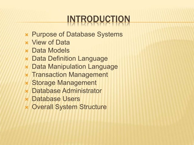 Introduction to Database, Purpose of Data, Data models, Components of ...