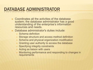 Introduction to Database, Purpose of Data, Data models, Components of ...