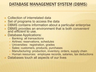 Introduction to Database, Purpose of Data, Data models, Components of Database | PPTX