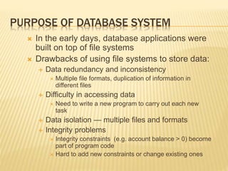 Introduction to Database, Purpose of Data, Data models, Components of Database | PPTX
