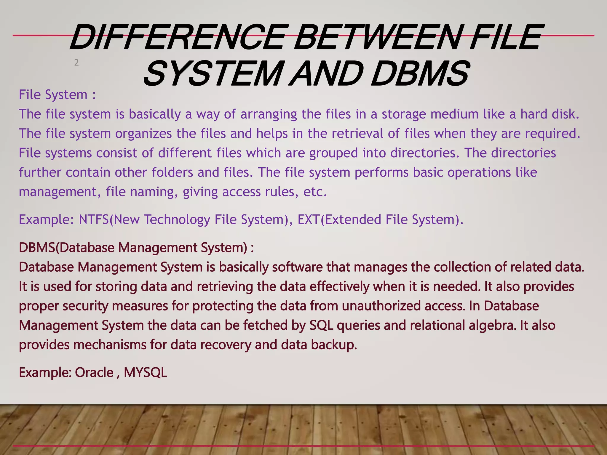 DBMS.pptx | Databases | Computer Software and Applications