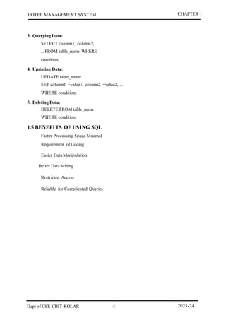 Hotel management system in a DBMS project | PDF