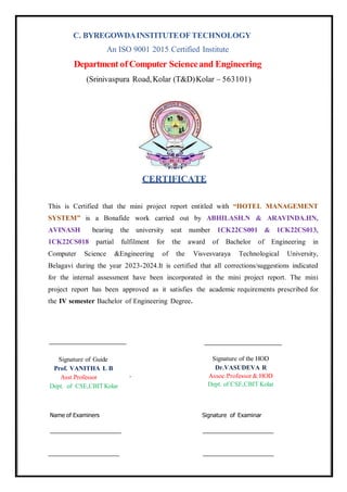 Hotel management system in a DBMS project | PDF