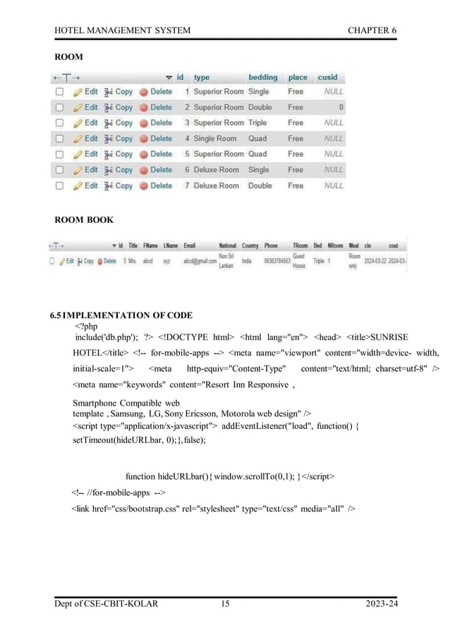 Hotel management system in a DBMS project | PDF