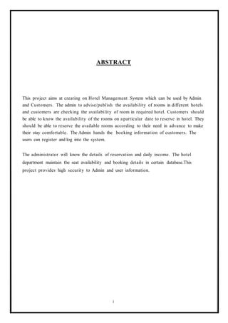 Hotel management system in a DBMS project | PDF